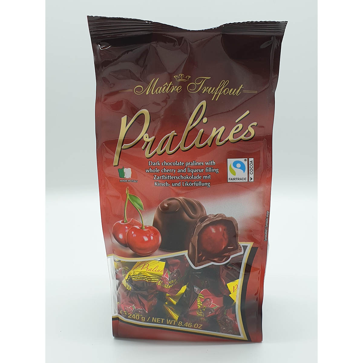 Maitre Truffout Dark Chocolate Whole Cherry Liqueur Pralines 240g ...