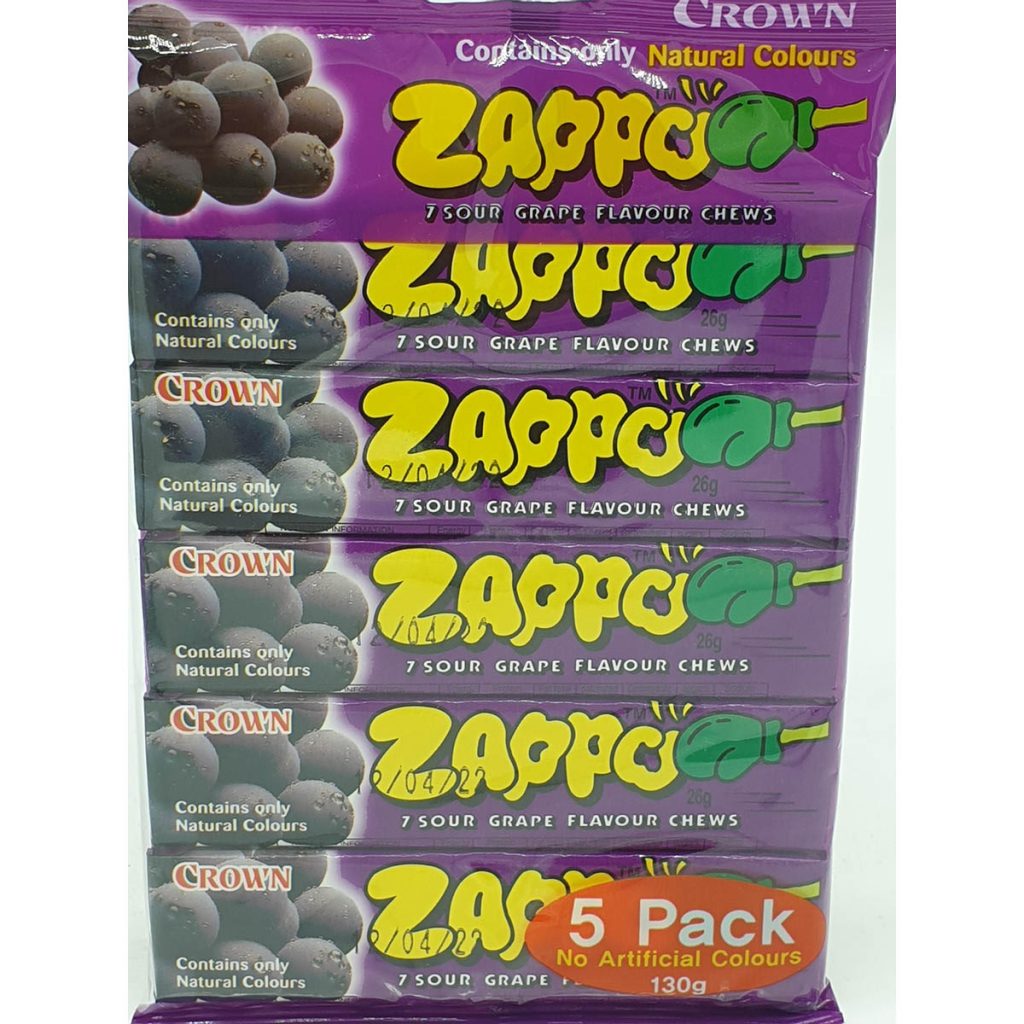 Crown Zappo Sour Grape 5 Packs 130g - European Grocery Store